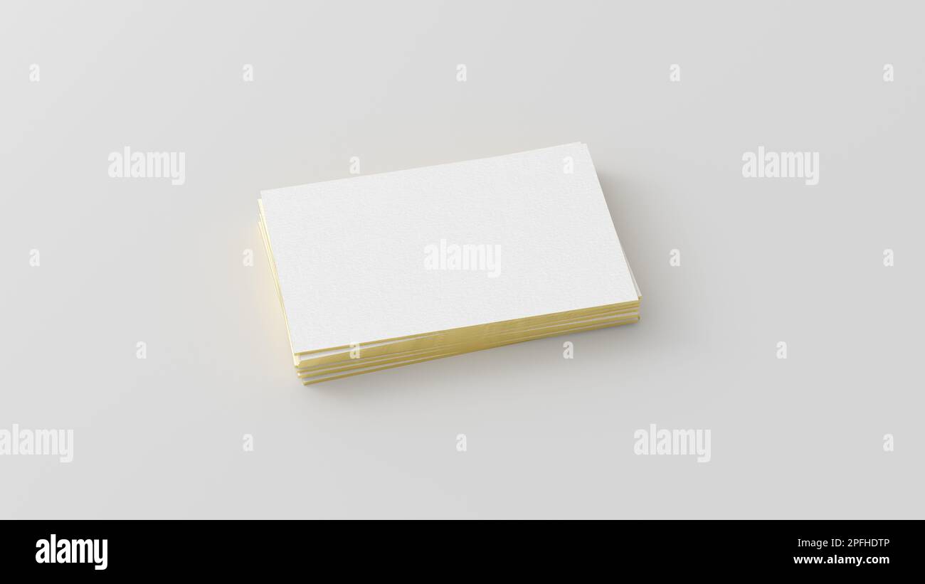 Business card with gold trim mockup. Stack of business cards on white ...