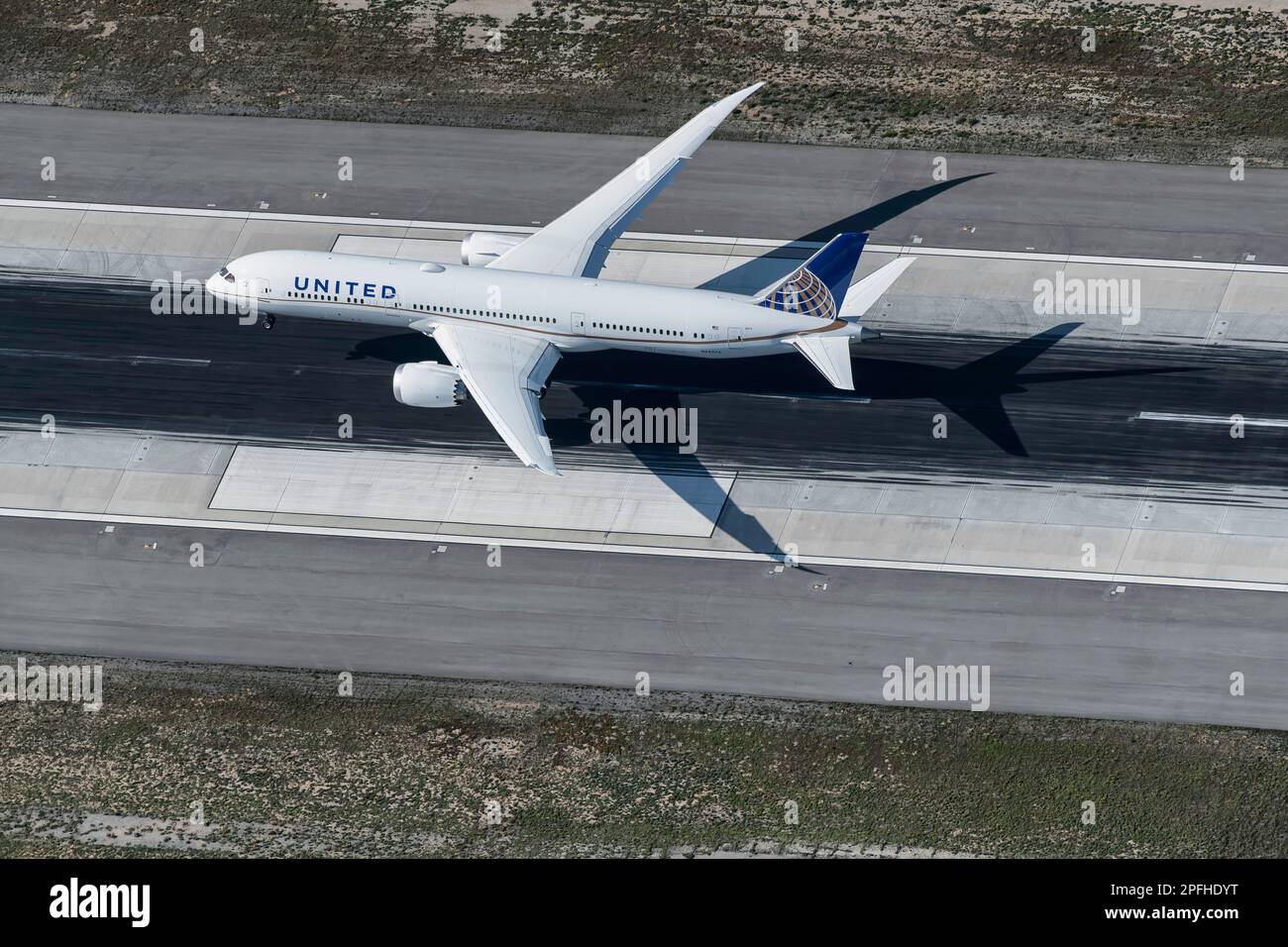 Commercial airliner landing at LAX Los Angeles International Airport ...