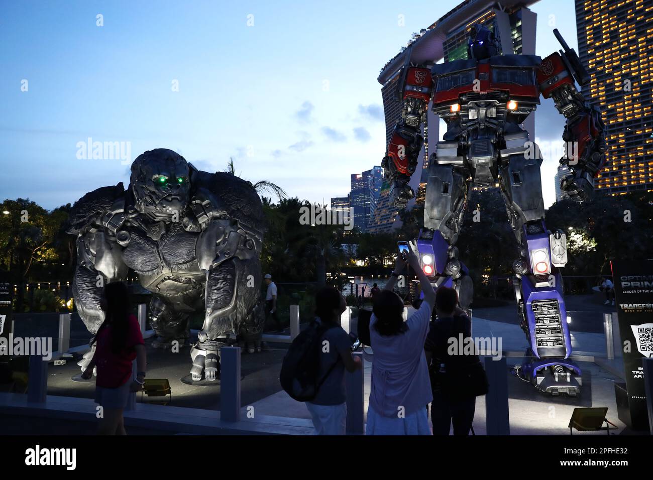 Singapore, Singapore. 17th Mar, 2023. Transformers life-sized statues ...