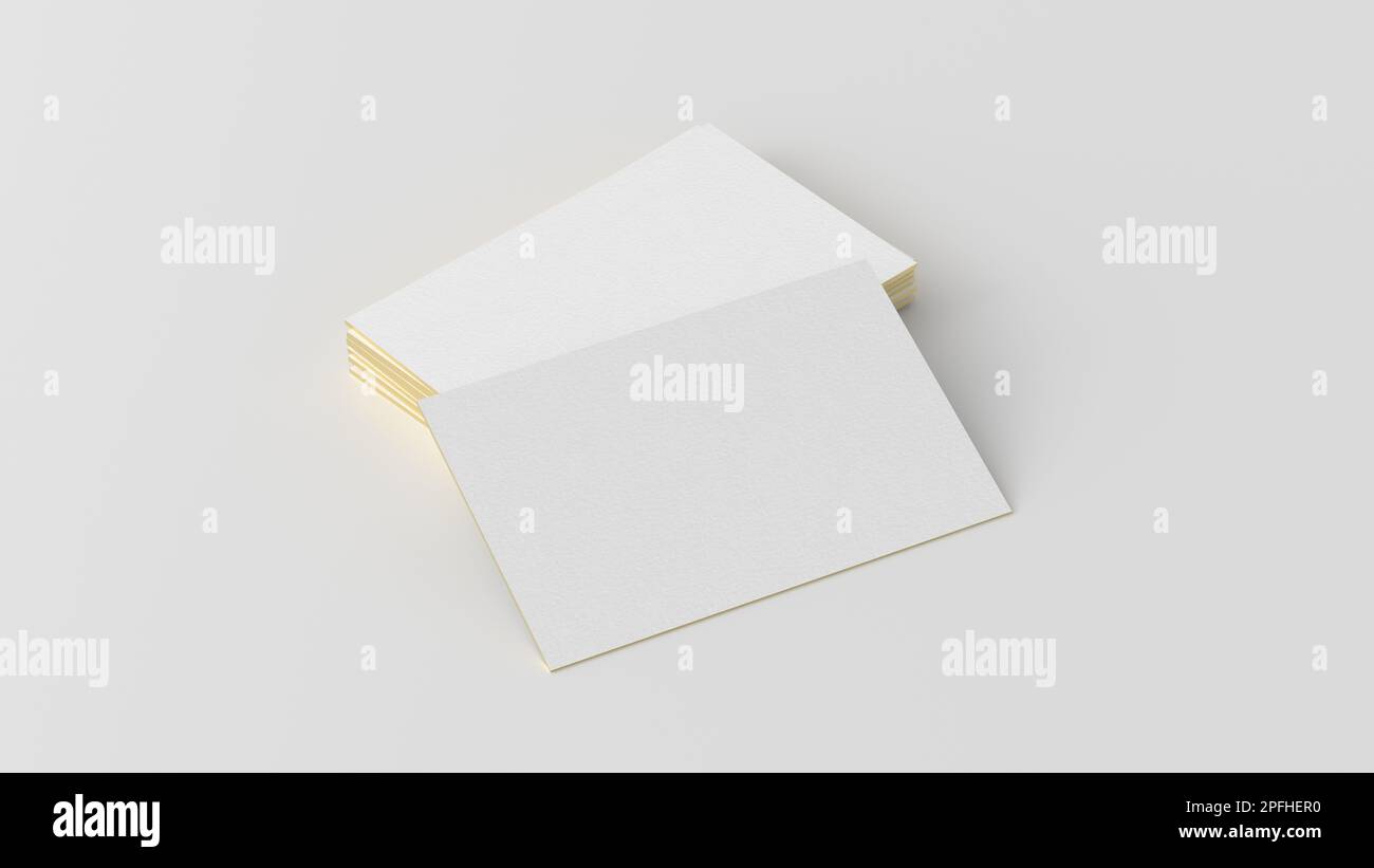 Business card with gold trim mockup. Stack of business cards on white ...