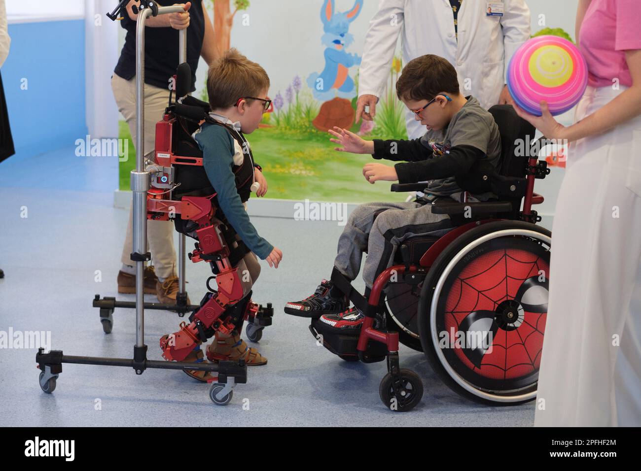 Madrid, Spain. 17th Mar, 2023. Adolfo Garcia-Ines, a 9-year-old boy who uses the Atlas 2023 ...