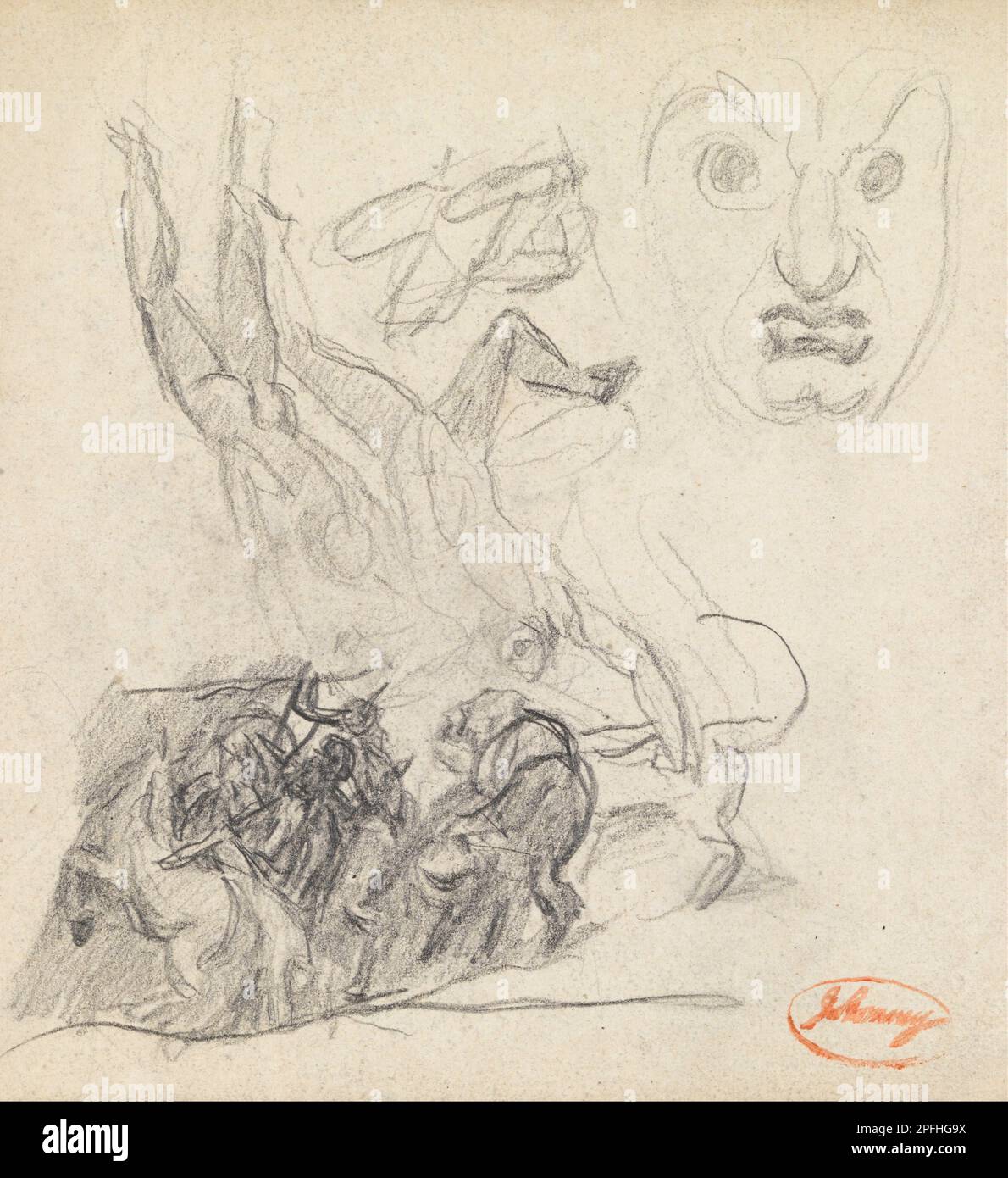 Figure Composition Study 21 with a Face by George Romney Stock Photo ...