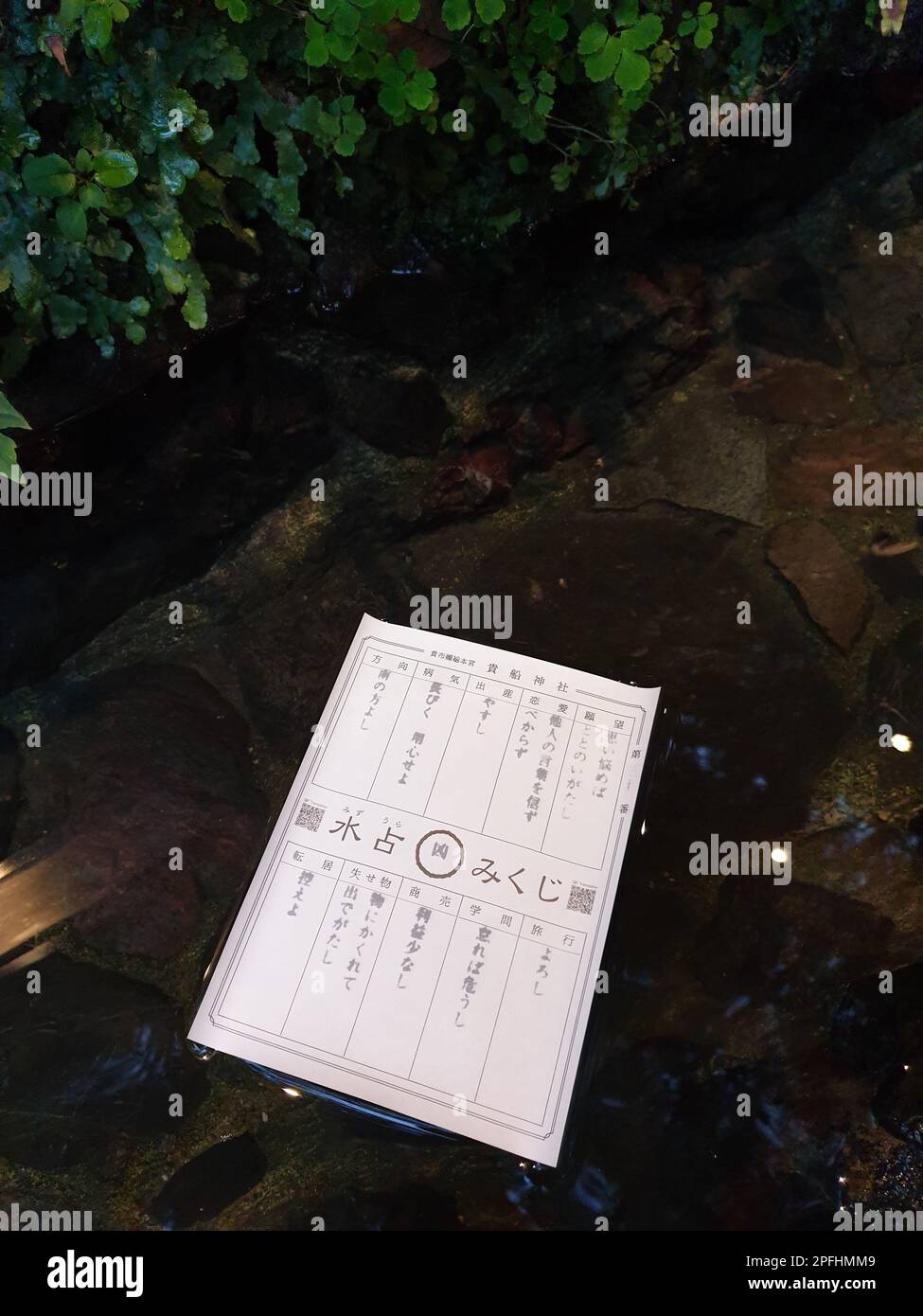 The omikuji fortune telling slip on the water surface Stock Photo - Alamy
