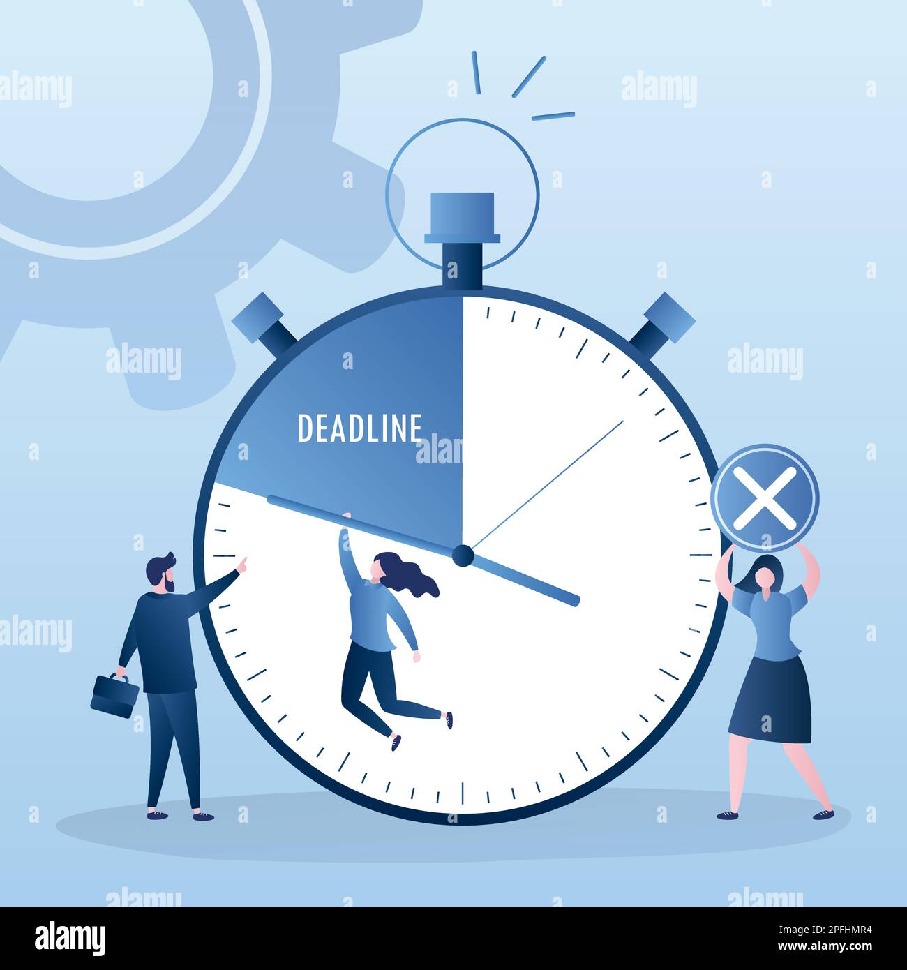 Business people and big watch. Time management and deadline concept ...