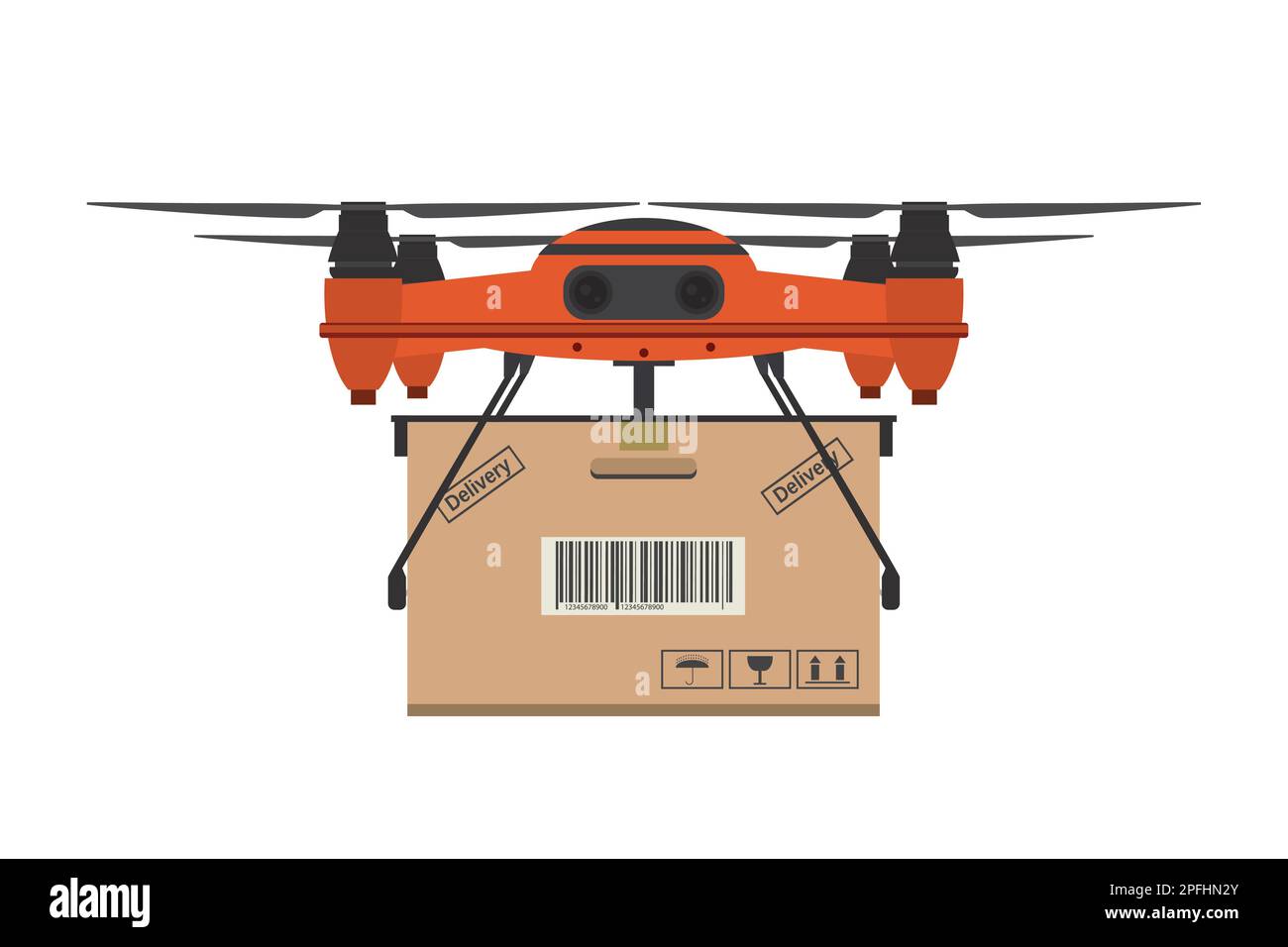 Drone delivery concept. Cartoon Quadcopter with cargo. Future ...