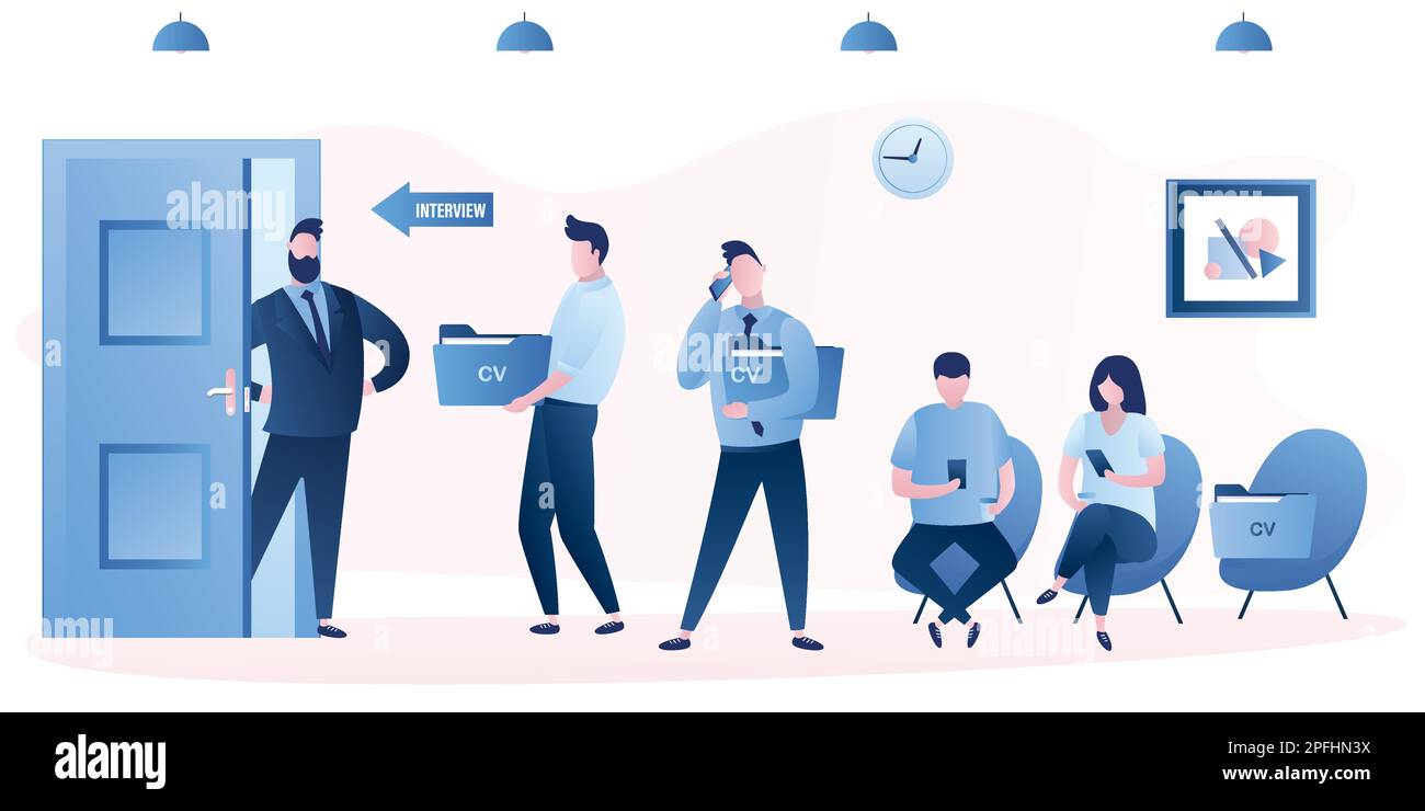 Open door in interview cabinet room.Businessman boss interviewer and ...