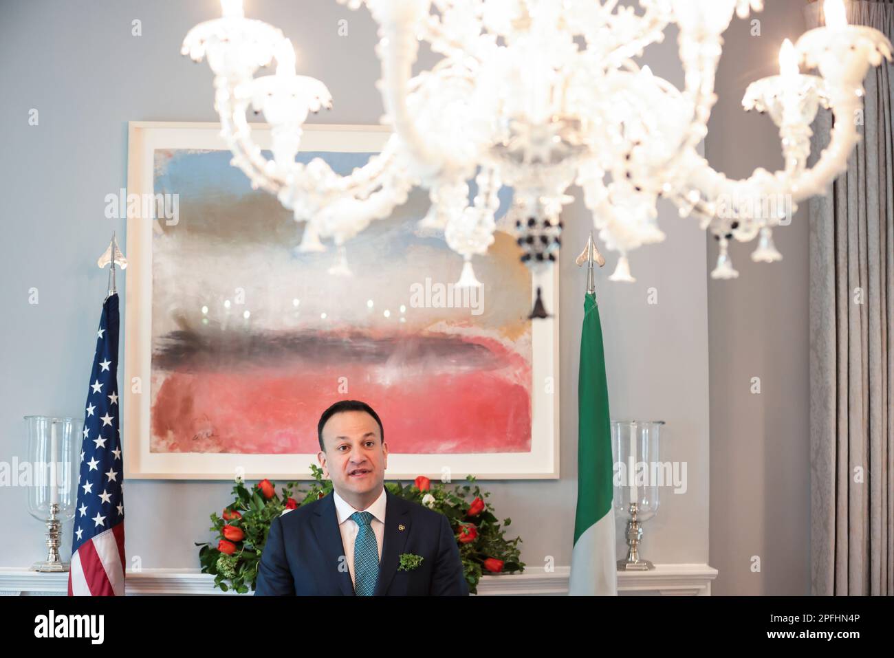 Washington DC, USA. 17th Mar, 2023. Irish Taoiseach Leo Varadkar speaks ...
