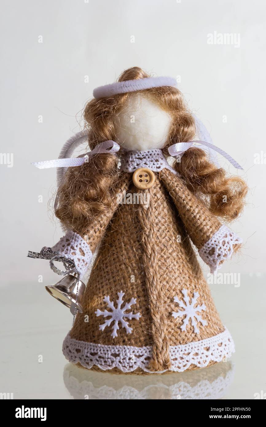 Traditional faceless Ukrainian doll motanka with angel wings and halo ...