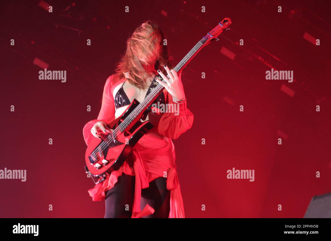 Italian rock band Maneskin in concert during the “Loud Kids Tour ...