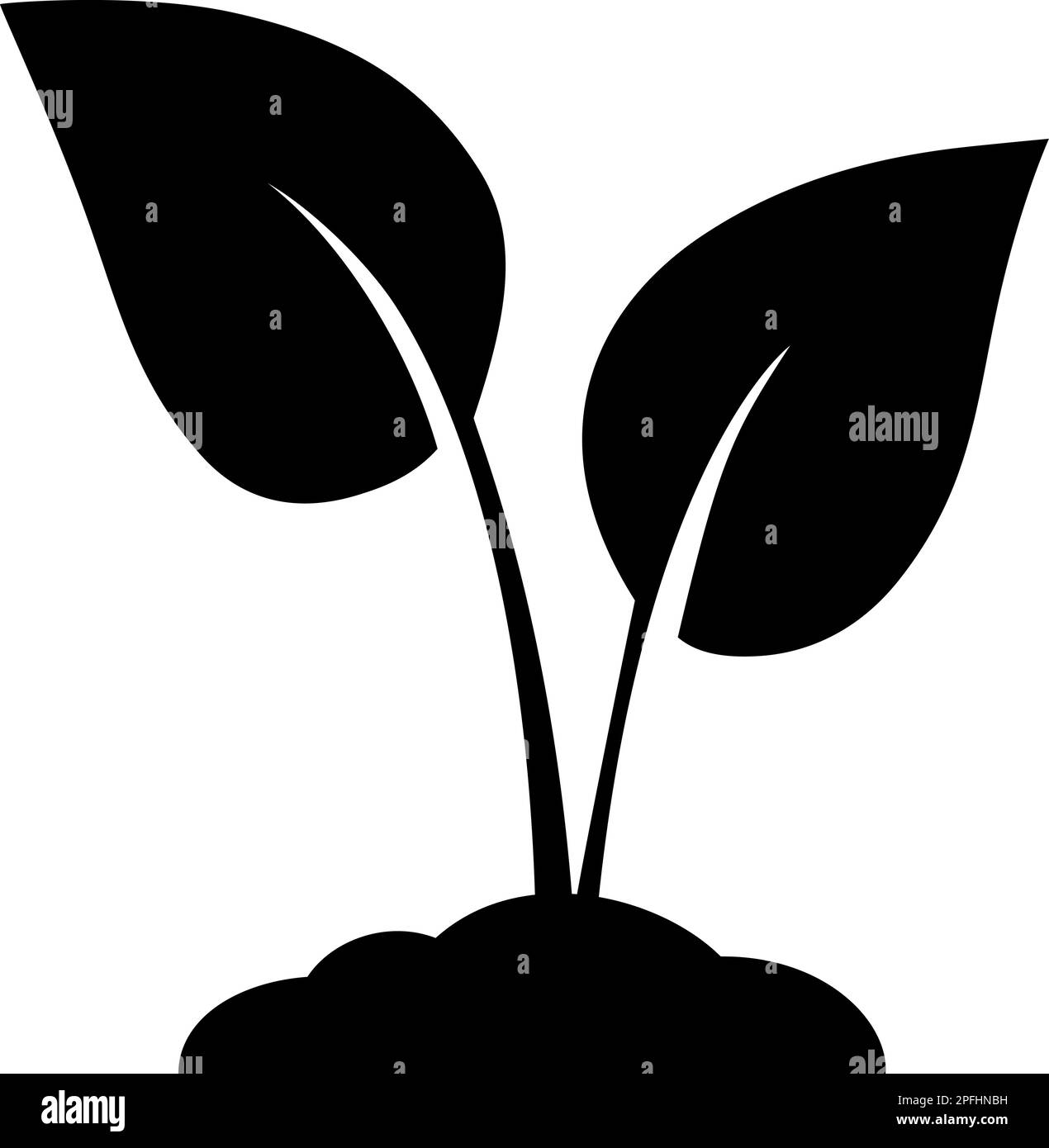 The icon of a sprouting plant from the ground as a concept of growth ...