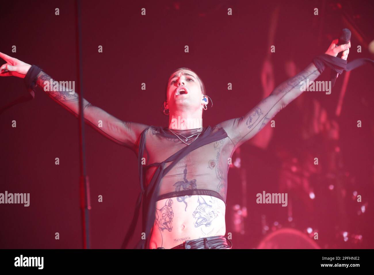 Italian rock band Maneskin in concert during the “Loud Kids Tour ...