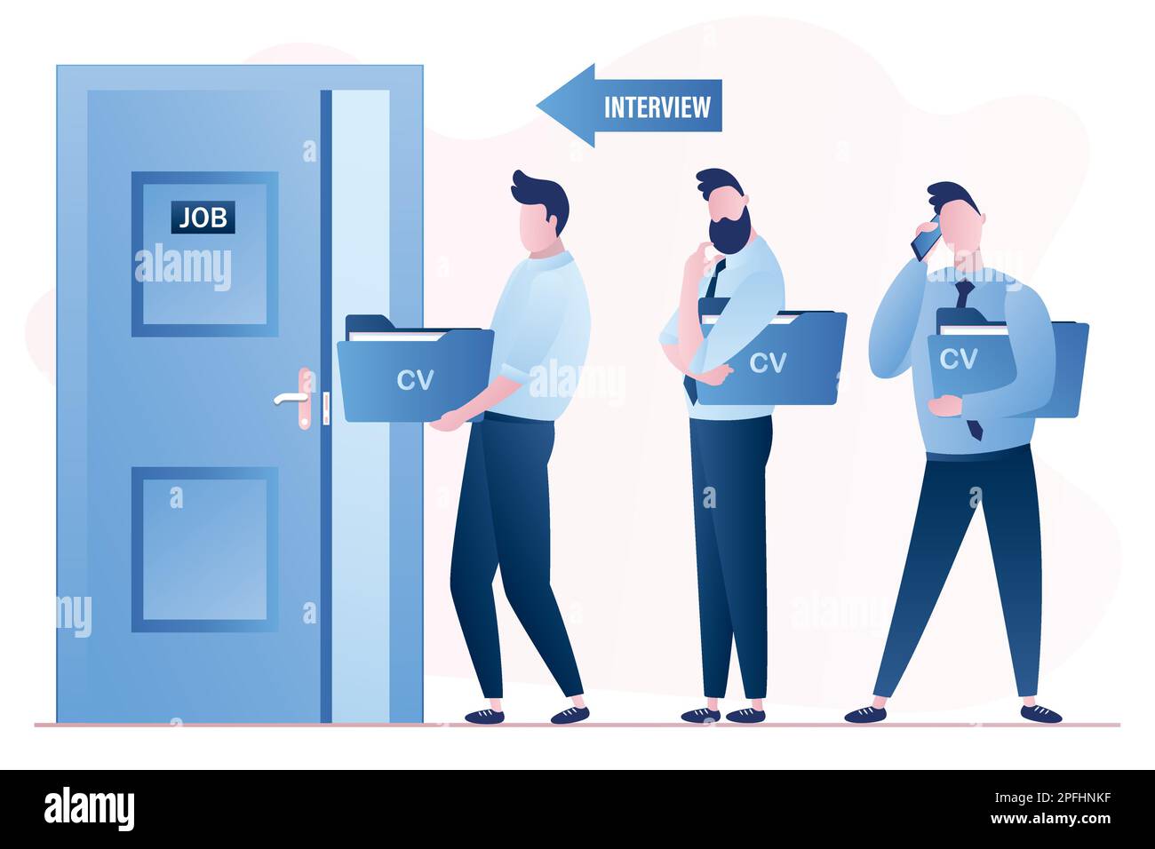 Open door in interview cabinet room. Businessman or clerk men with cv ...