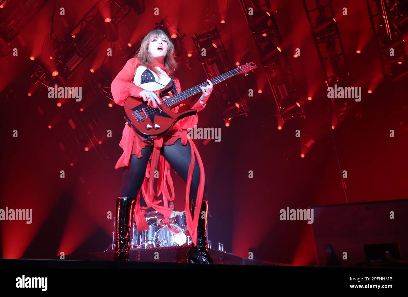 Italian rock band Maneskin in concert during the “Loud Kids Tour ...