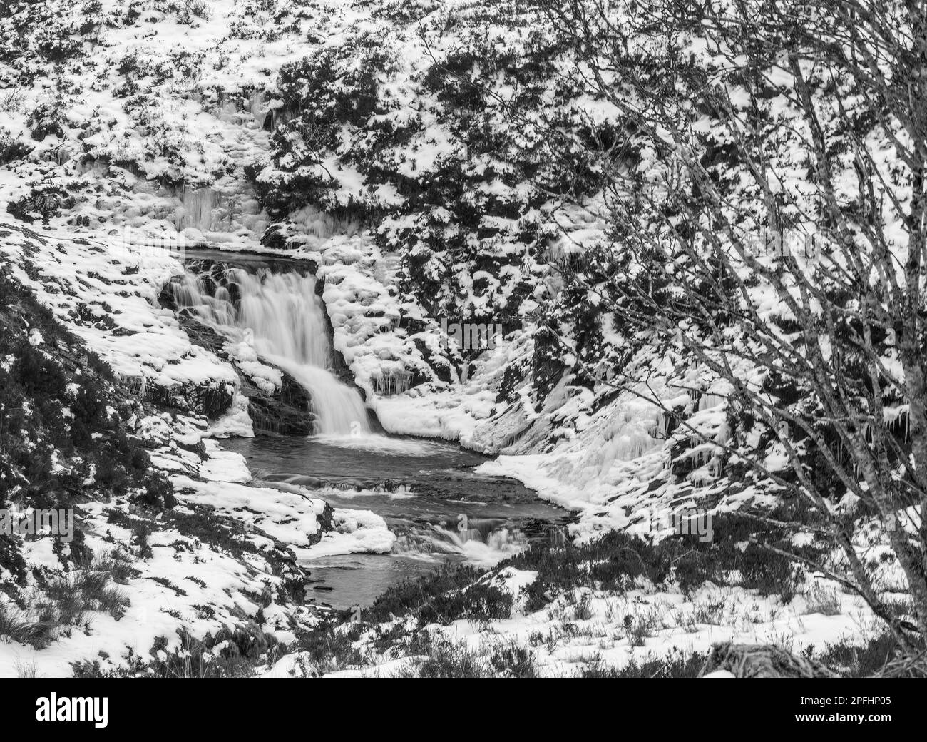 Snow mountain waterfall Black and White Stock Photos & Images - Alamy