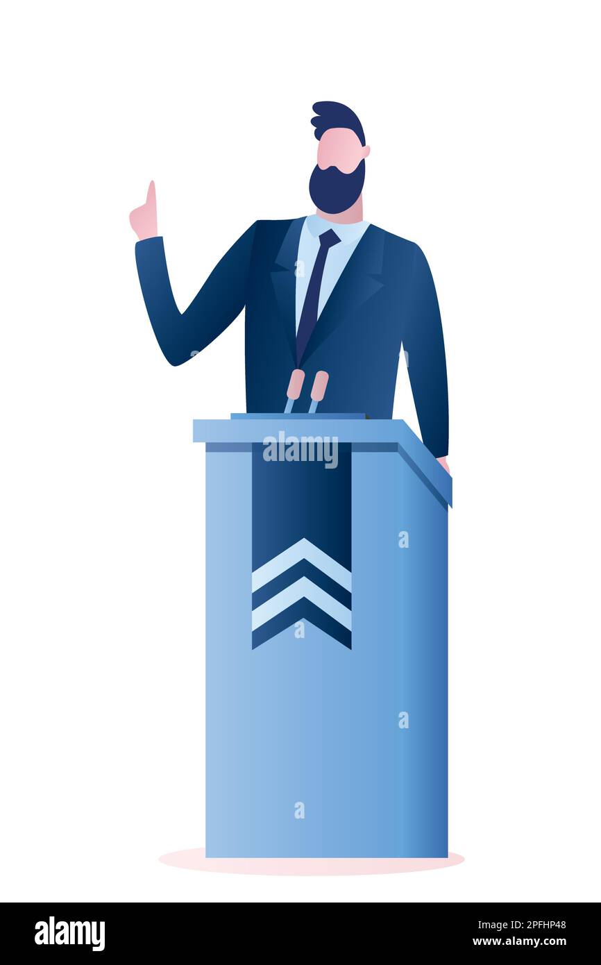 Cartoon illustration politician character giving hi-res stock ...