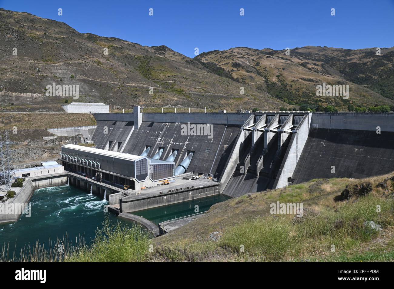 Clyde Dam on the Clutha River, in Central Otago, South Island, New ...