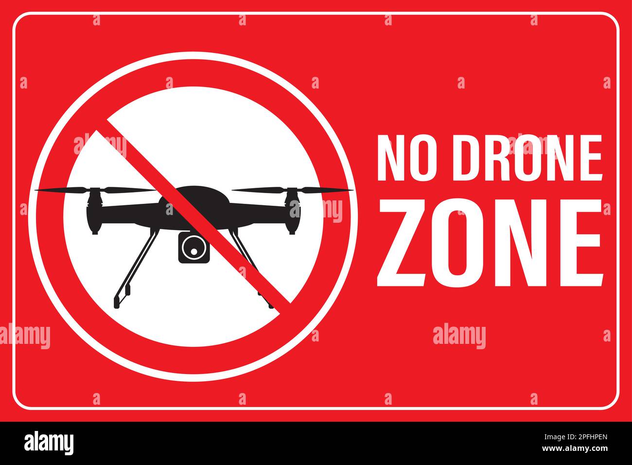 Copter launch forbidden - no air drone allowed sign, quadrocopter flight banned. No drone zone ...