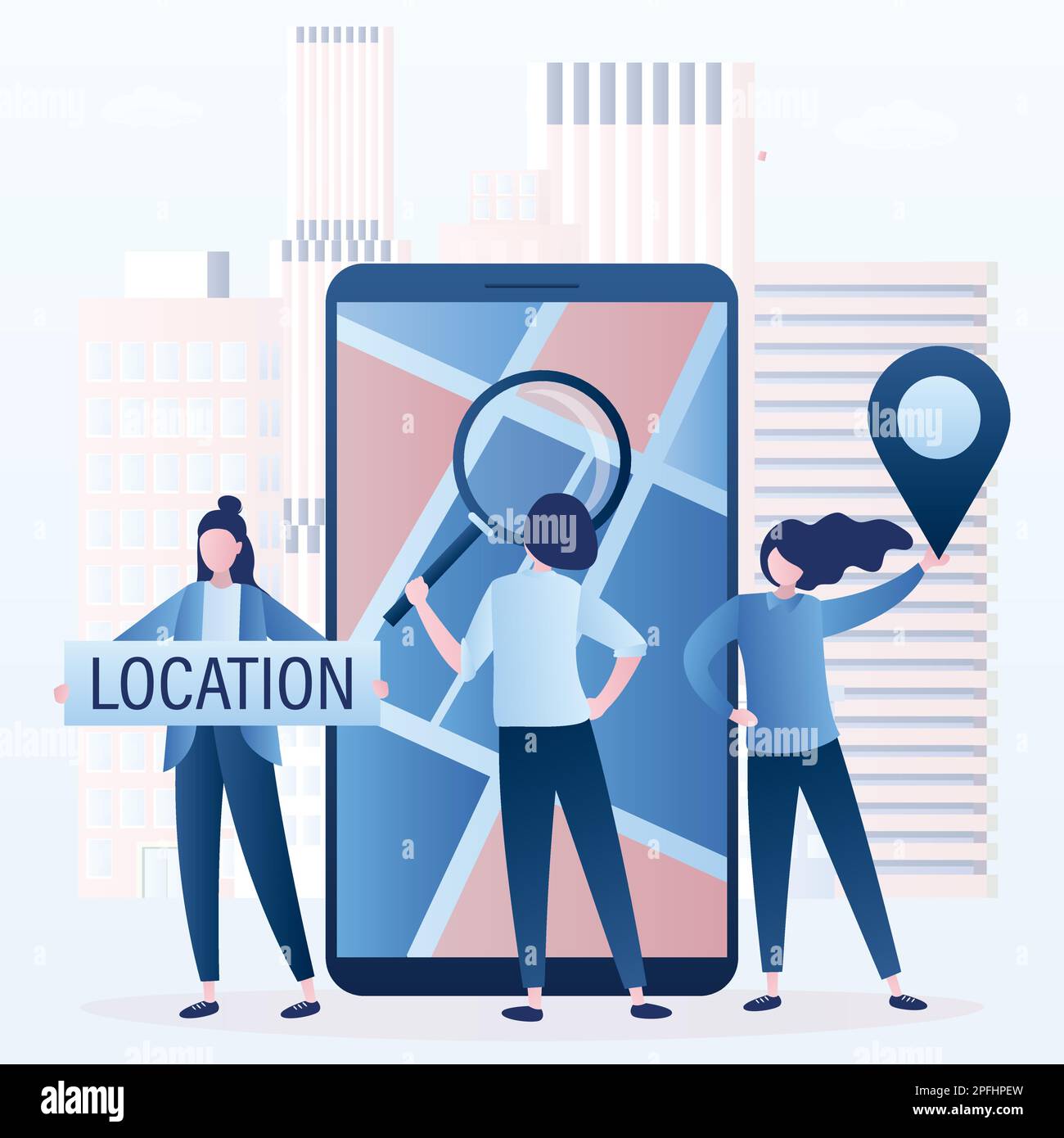 Modern mobile phone with application for navigation.Businesswoman ...