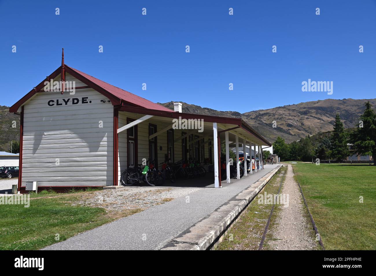 Clyde Railway Station in Central Otago, New Zealand. The station was ...