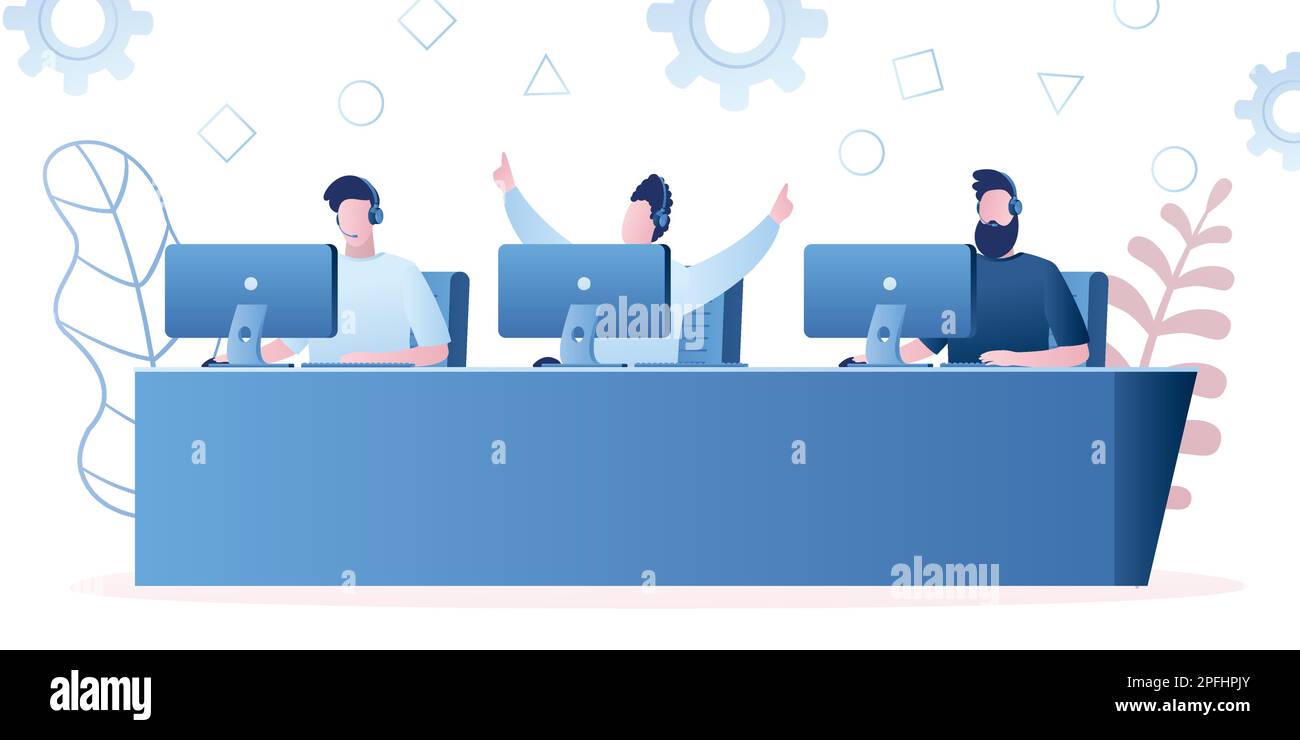 Three people headsets Stock Vector Images - Alamy