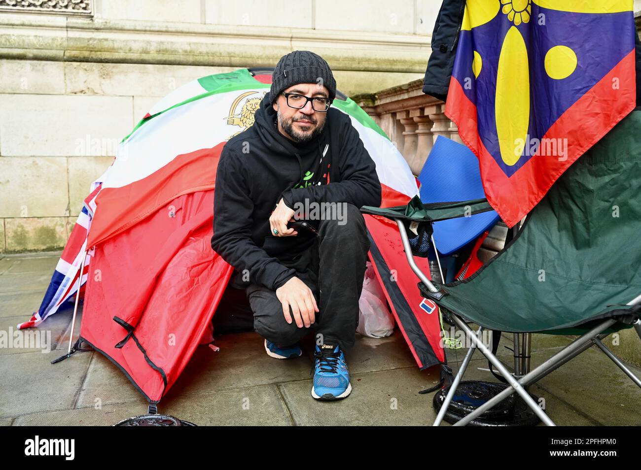 London, UK. Vahid Beheshti continued his hunger strike outside the ...
