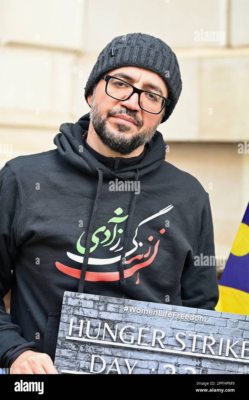 London, UK. Vahid Beheshti continued his hunger strike outside the ...