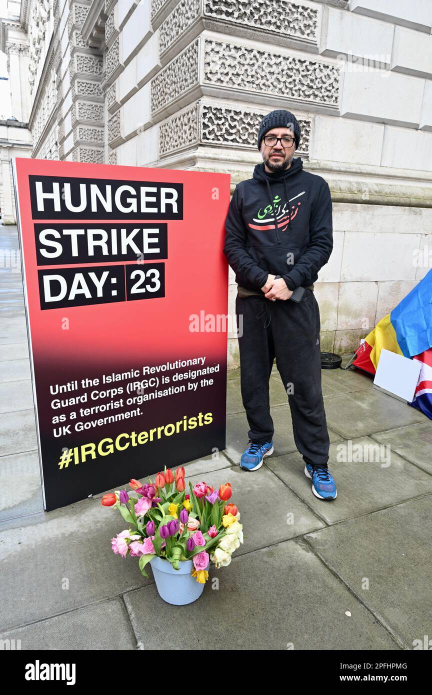 London, UK. Vahid Beheshti continued his hunger strike outside the ...