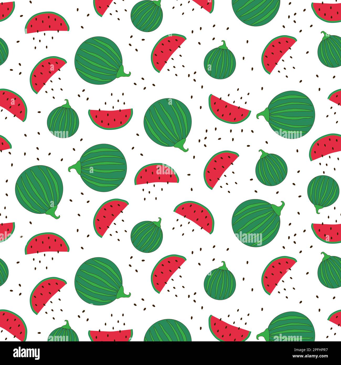 Seamless summer pattern with watermelons on a white background. Vector ...