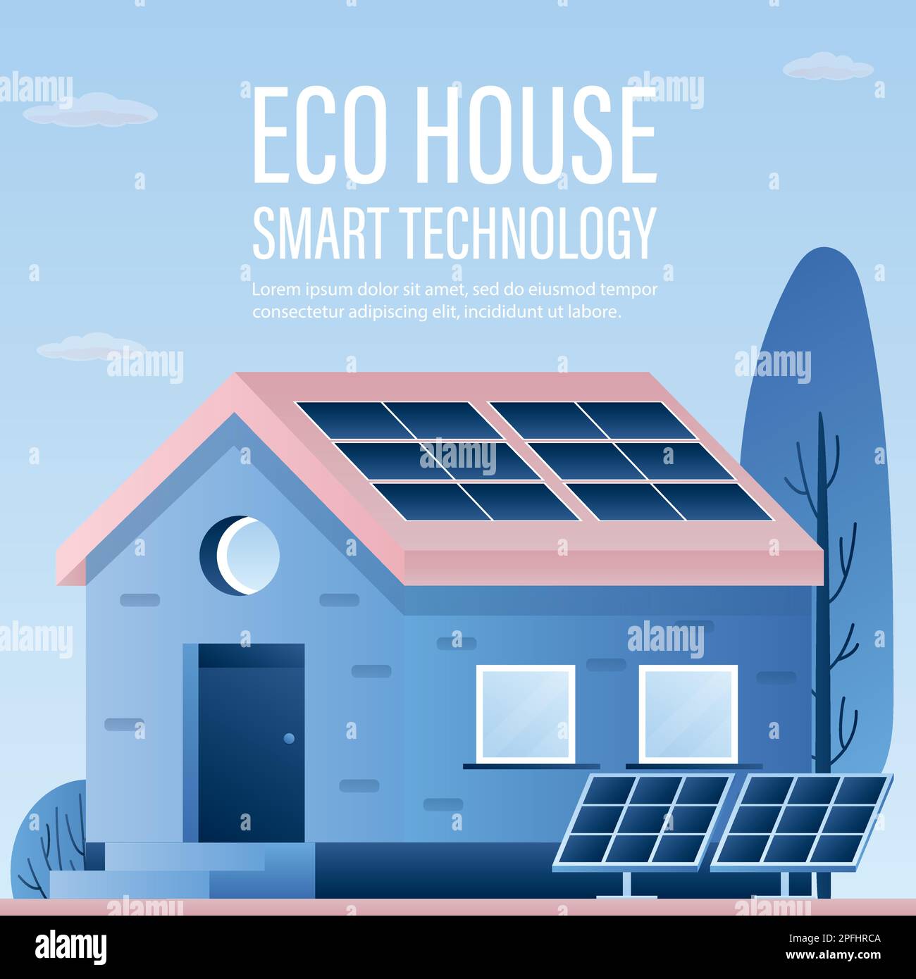 Eco house and smart technology background. Rooftop solar panel house ...