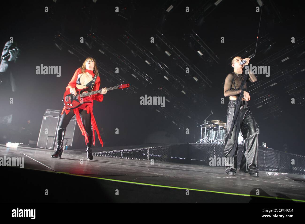 Italian rock band Maneskin in concert during the “Loud Kids Tour ...