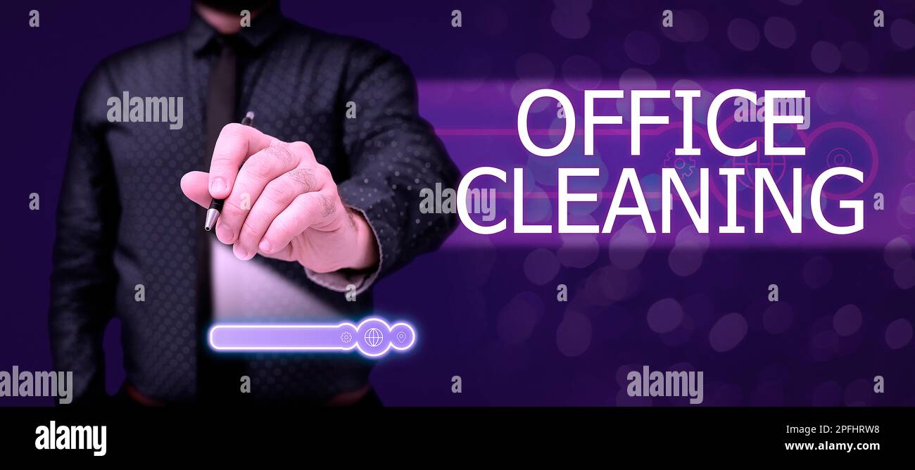Text sign showing Office Cleaning. Word Written on the action or ...