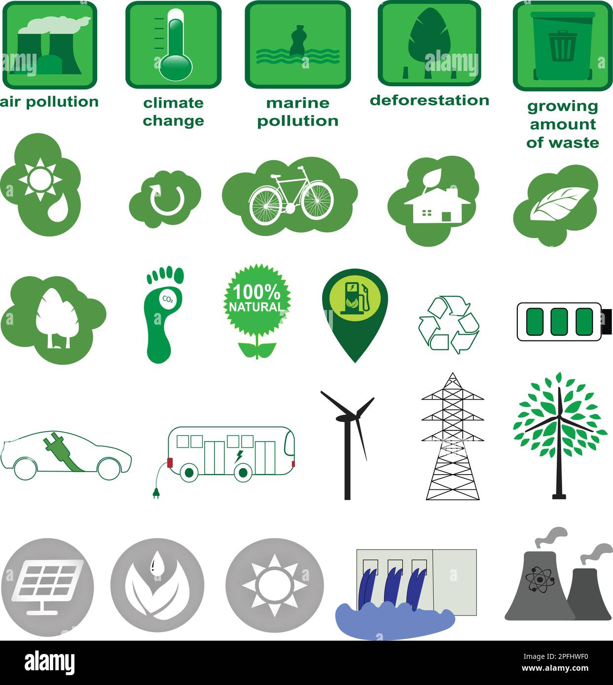 Set of twenty six environment, sustainable energy, ecology and recycle icons Stock Vector Image ...
