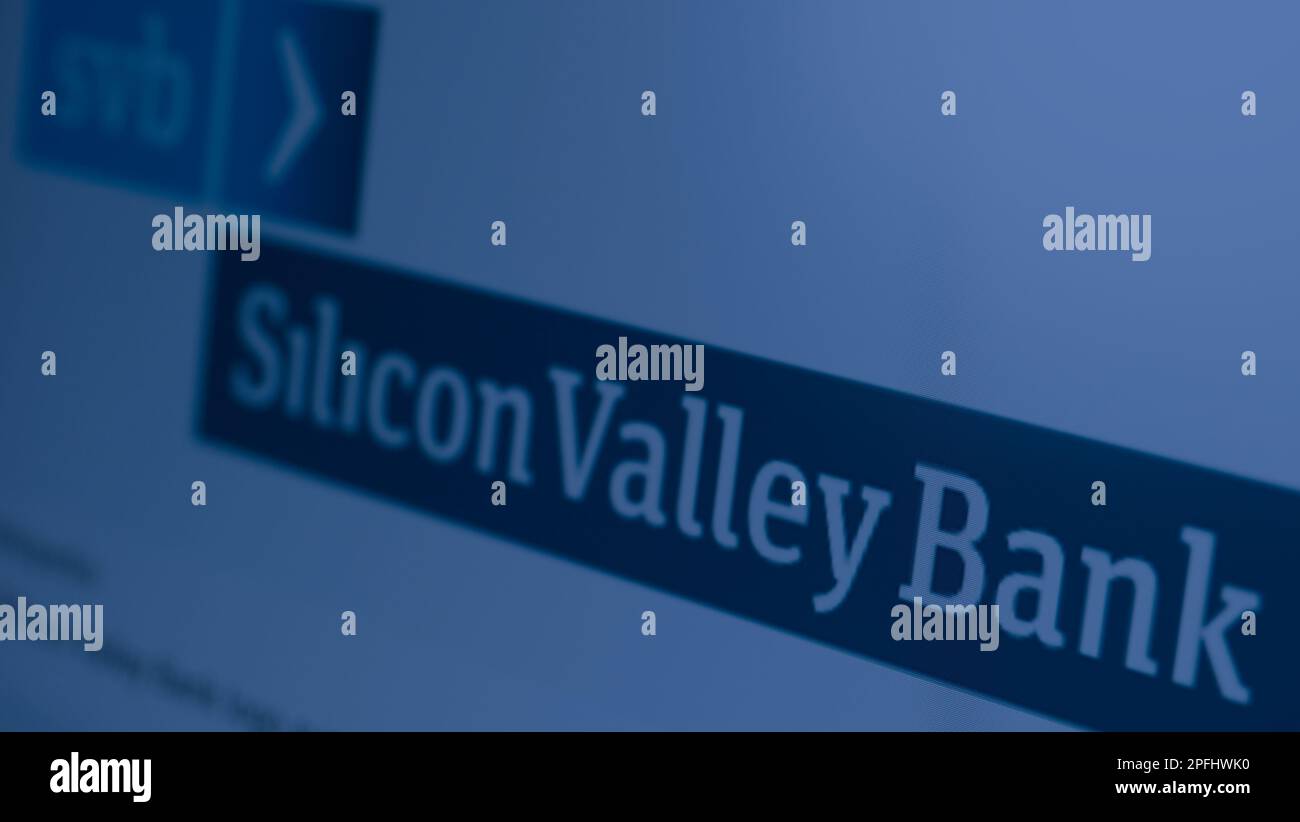 Bangkok Thailand. March 15 2023. SVB Bank logo. Brands logo of Silicon Valley Bank on digital ...