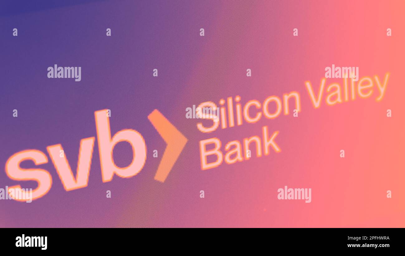 Bangkok Thailand. March 15 2023. SVB Bank logo. Brands logo of Silicon Valley Bank on digital ...