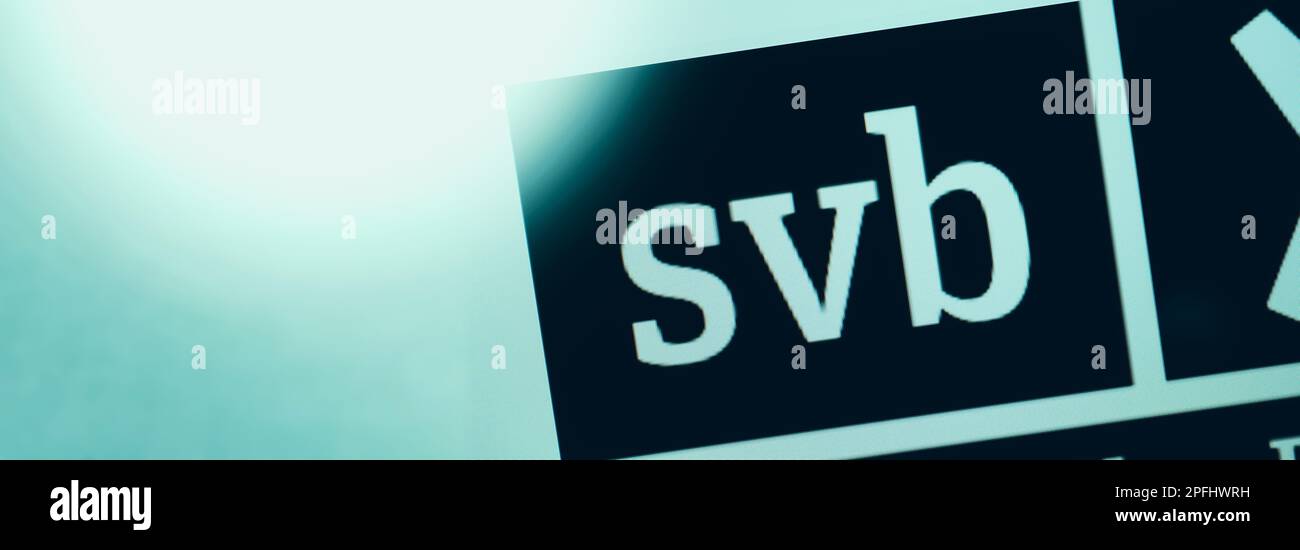 Bangkok Thailand. March 15 2023. SVB Bank logo. Brands logo of Silicon Valley Bank on digital ...