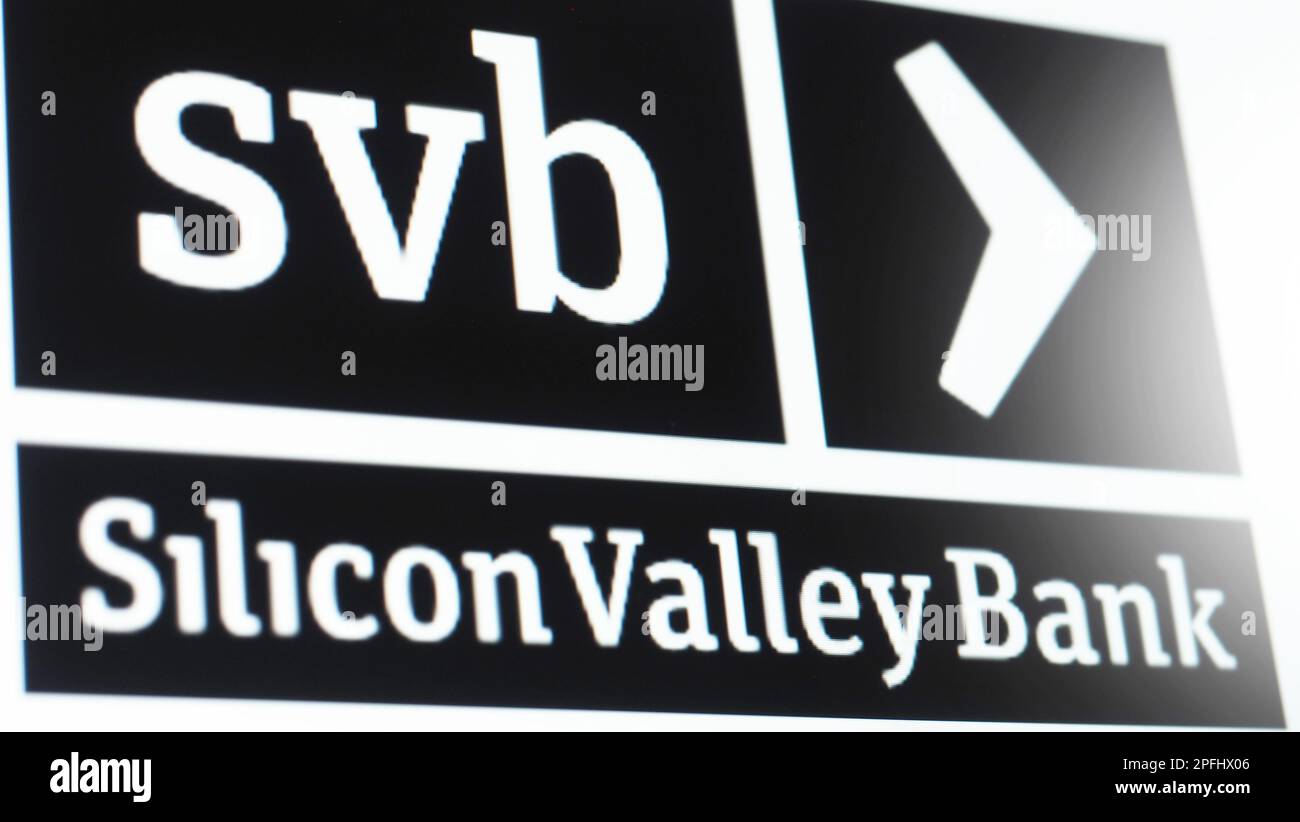 Bangkok Thailand. March 15 2023. SVB Bank logo. Brands logo of Silicon Valley Bank on digital ...