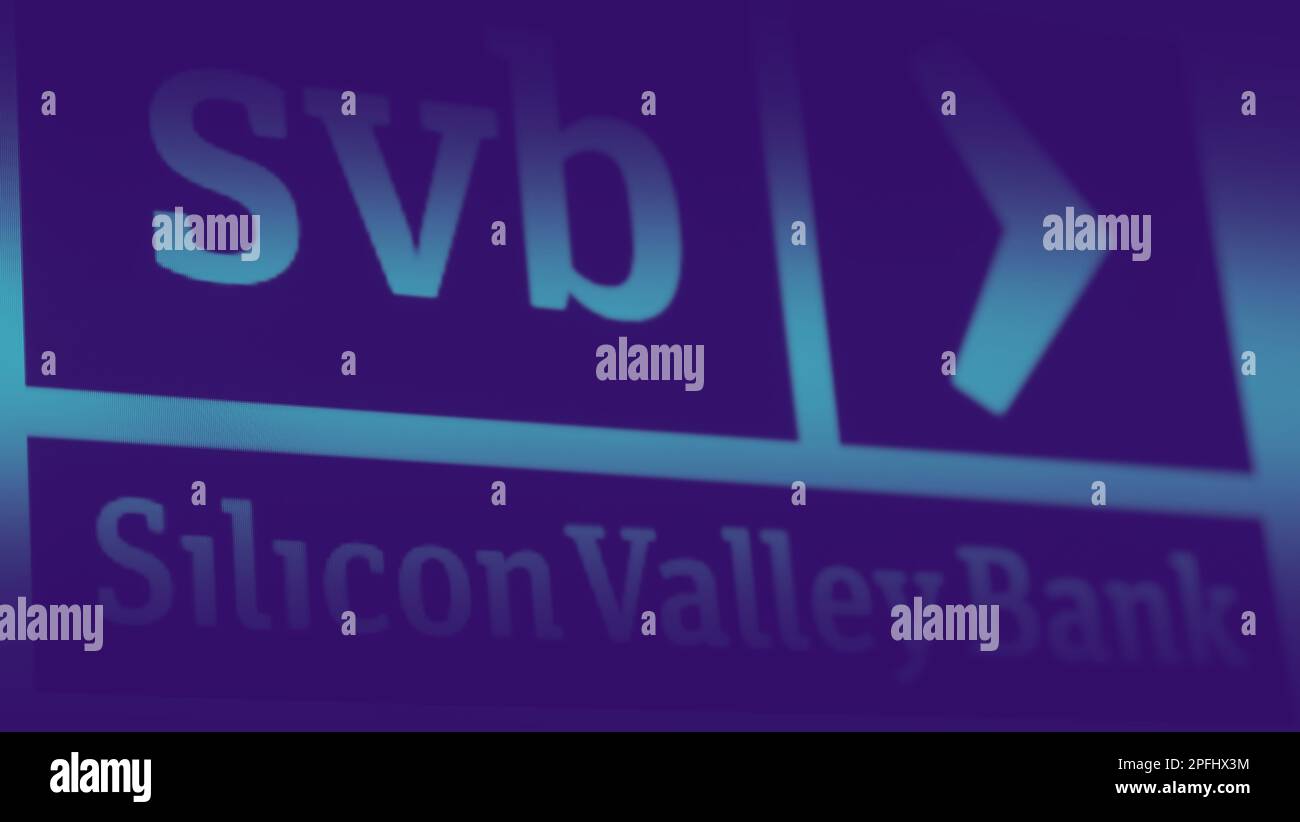 Bangkok Thailand. March 15 2023. SVB Bank logo. Brands logo of Silicon Valley Bank on digital ...