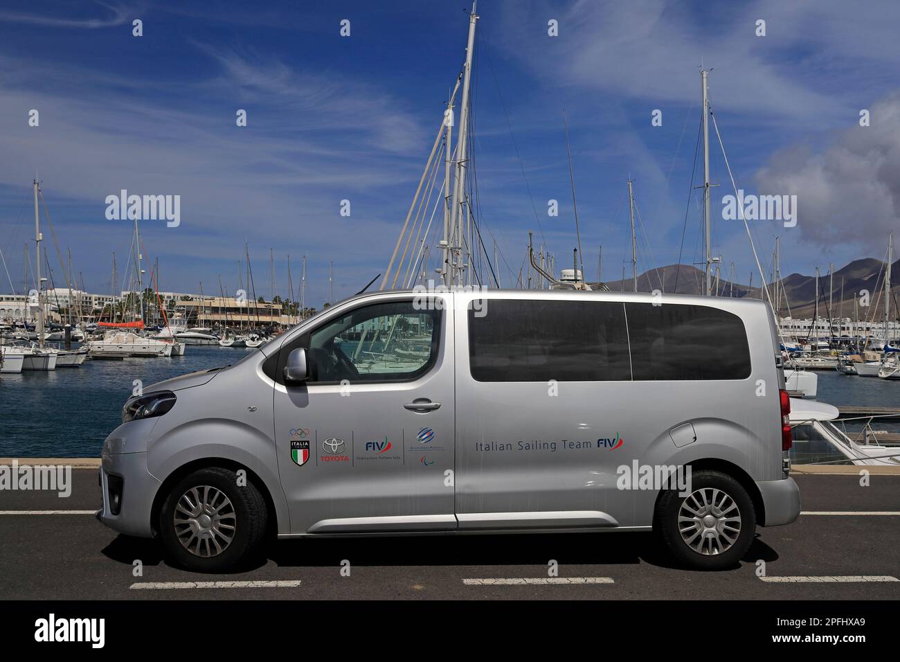 Italian Sailing Team van, parked at Marina Rubicon, February 2023 Stock ...