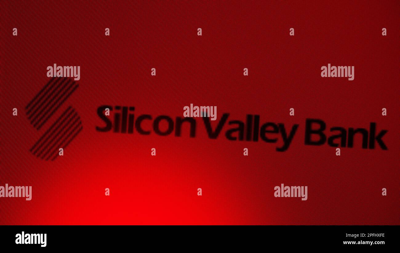 Bangkok Thailand. March 15 2023. SVB Bank logo. Brands logo of Silicon Valley Bank on digital ...