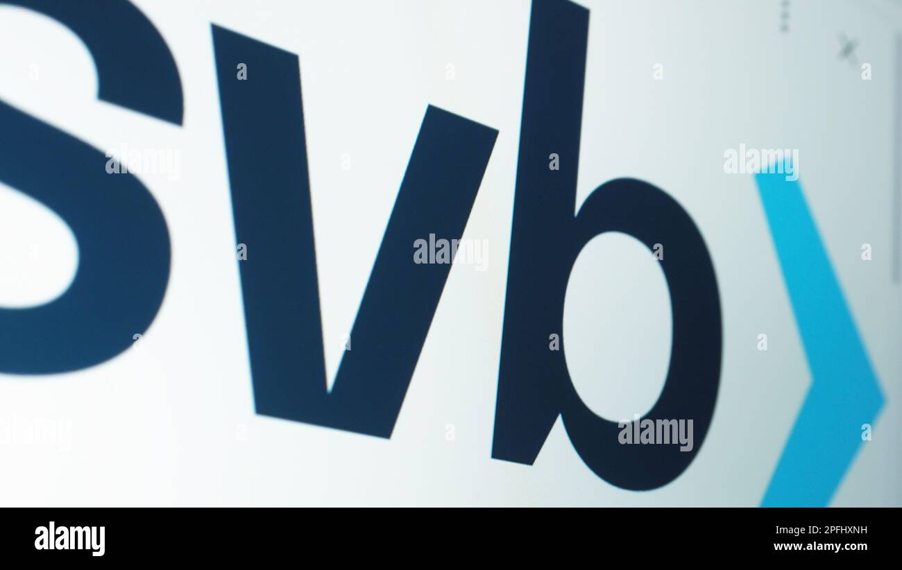 Bangkok Thailand. March 15 2023. SVB Bank logo. Brands logo of Silicon Valley Bank on digital ...