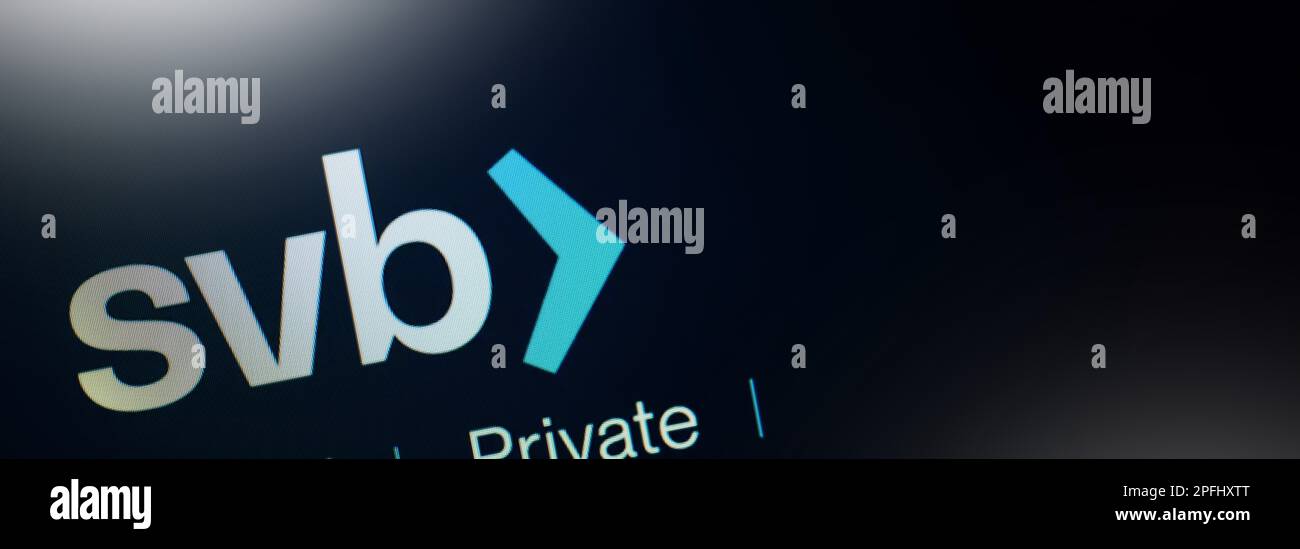 Bangkok Thailand. March 15 2023. SVB Bank logo. Brands logo of Silicon Valley Bank on digital ...