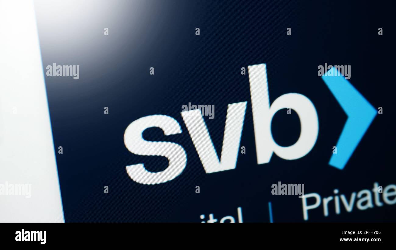 Bangkok Thailand. March 15 2023. SVB Bank logo. Brands logo of Silicon Valley Bank on digital ...