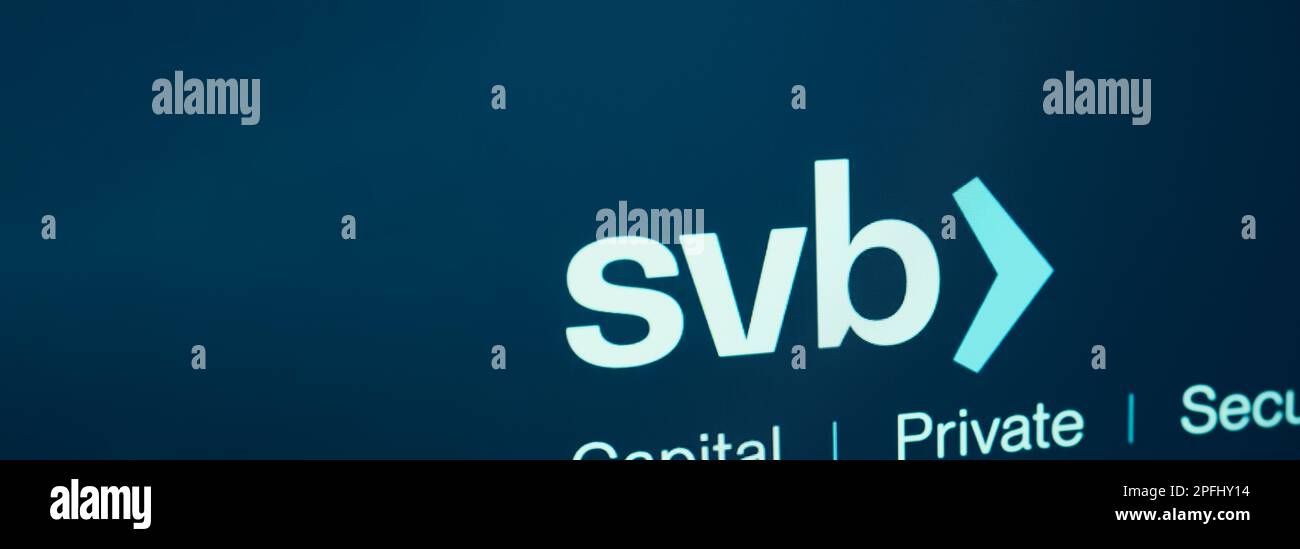 Bangkok Thailand. March 15 2023. SVB Bank logo. Brands logo of Silicon Valley Bank on digital ...