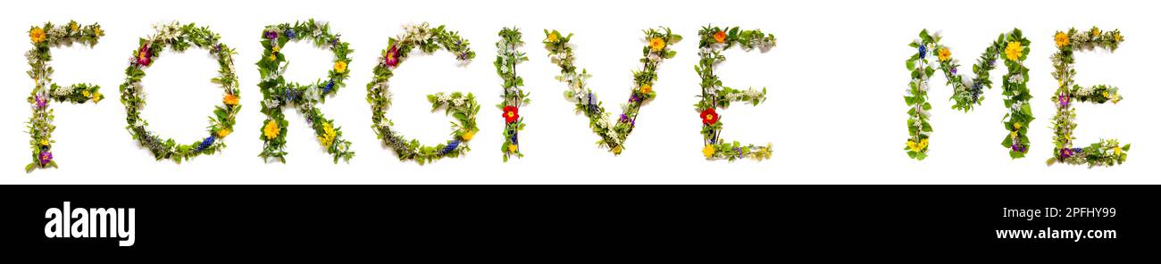 Colorful Blooming Flower Letters Building Word Forgive Me Stock Photo ...