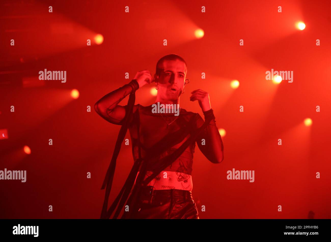 Italian rock band Maneskin in concert during the “Loud Kids Tour ...
