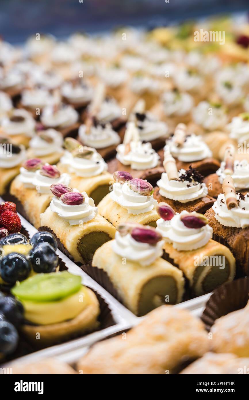 Italian Bakery counter, traditional Sicilian pastry. Fresh and tasty ...