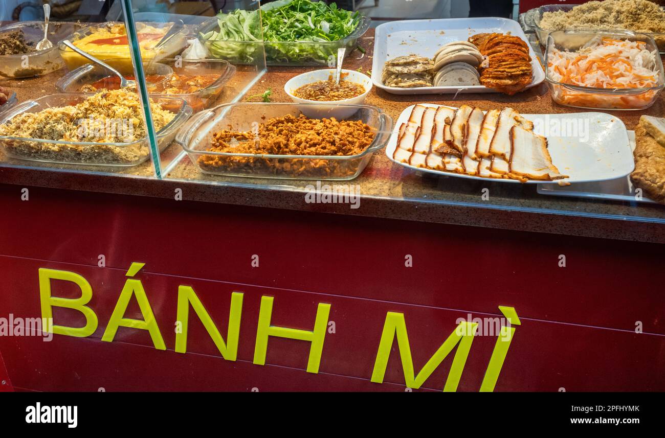 Ingredients for making traditional Vietnamese Banh Mi sandwiches on ...