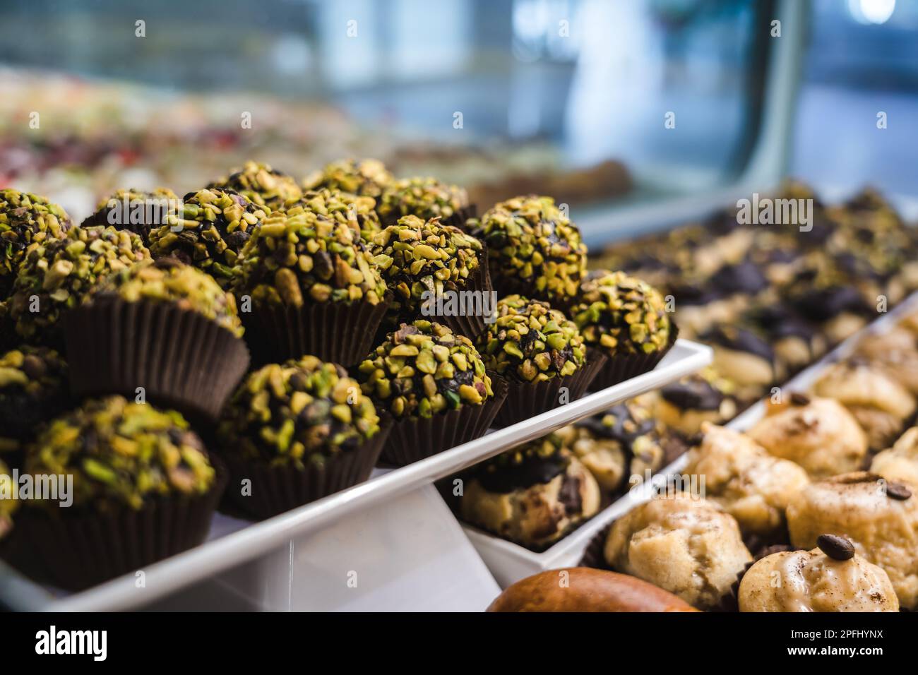Italian Bakery counter, traditional Sicilian pastry. Fresh and tasty ...