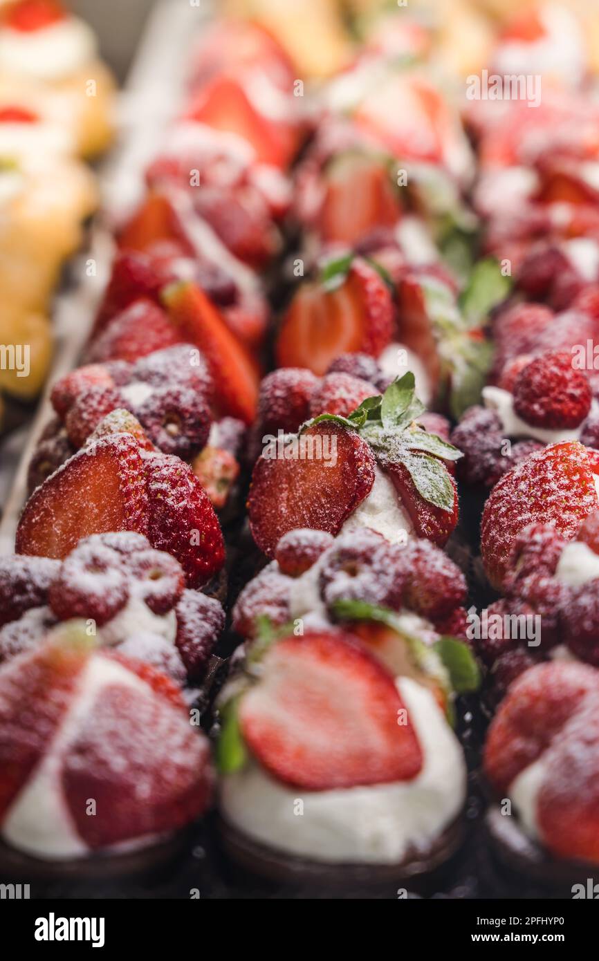 Italian Bakery counter, traditional Sicilian pastry. Fresh and tasty ...