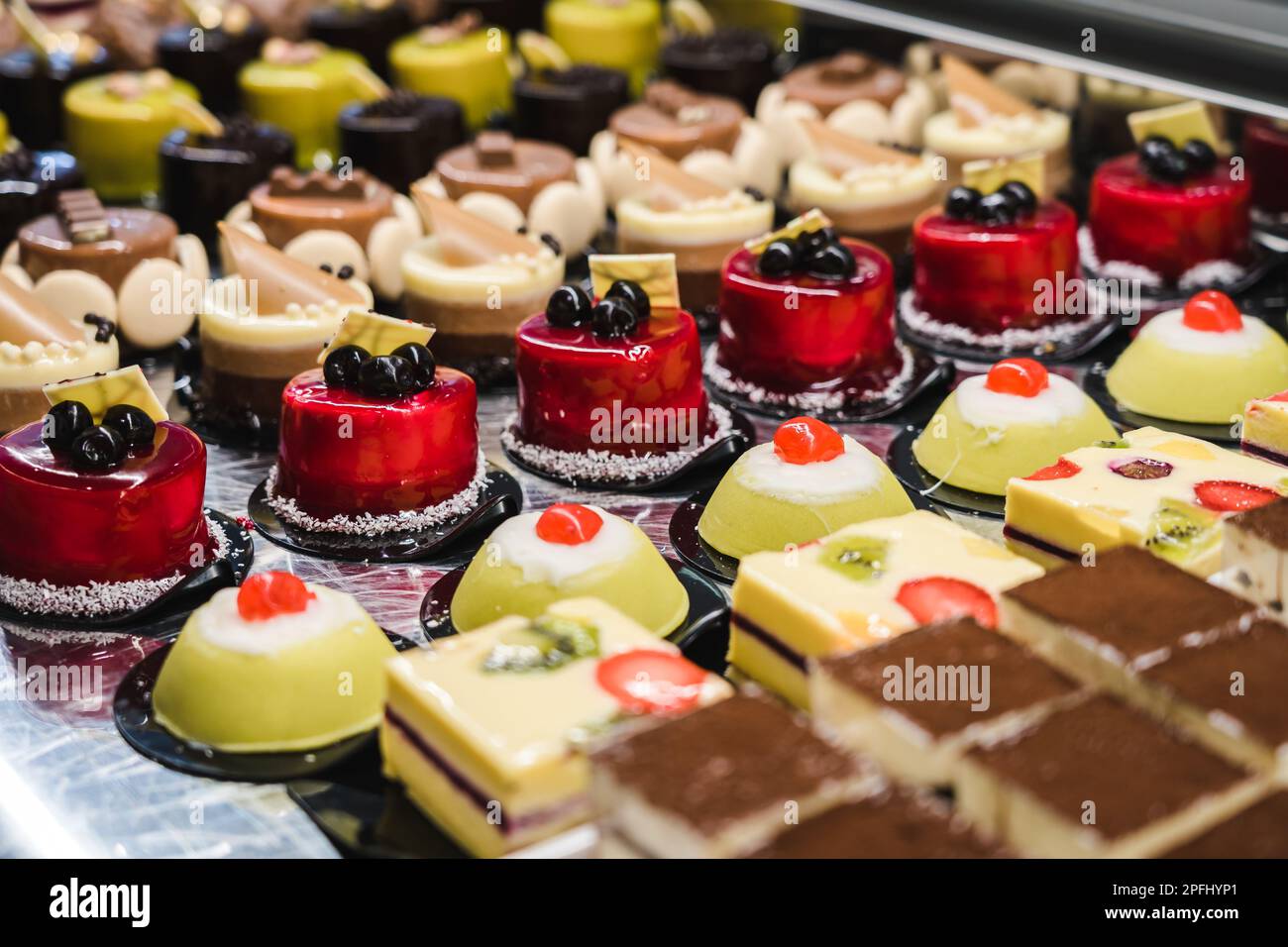 Italian Bakery counter, traditional Sicilian pastry. Fresh and tasty ...